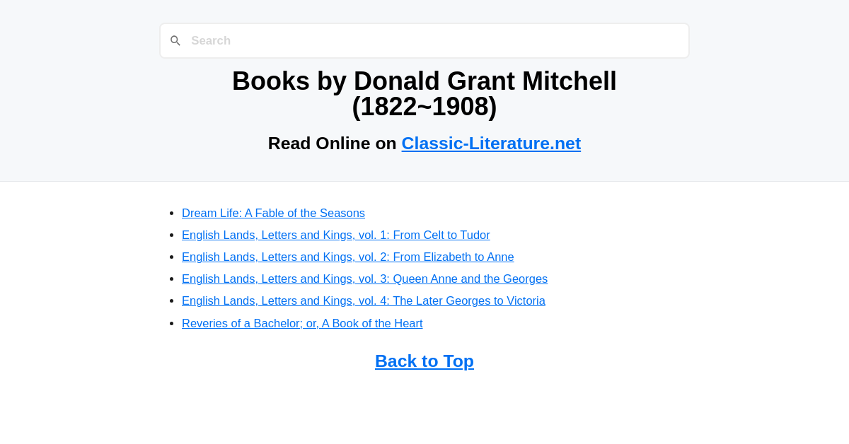 Books by Donald Grant Mitchell (1822~1908) - Read Online on Classic-Literature.net