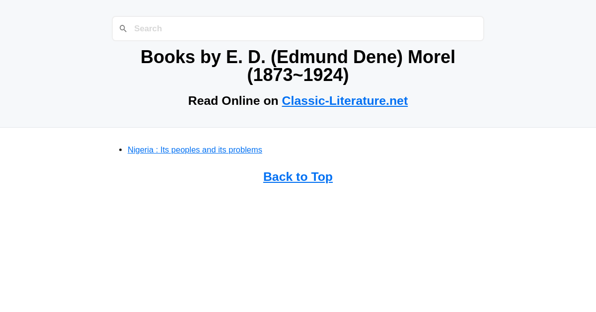 Books by E. D. (Edmund Dene) Morel (1873-1924) - Read Online on Classic ...