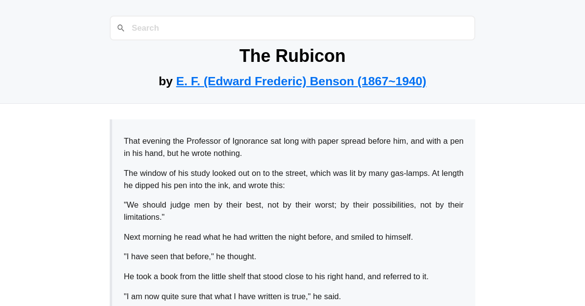 The Rubicon by E. F. (Edward Frederic) Benson (1867~1940)