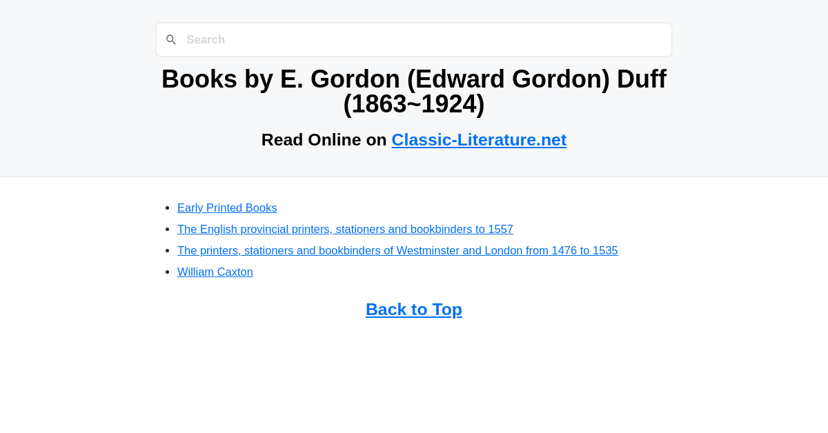Books by E. Gordon (Edward Gordon) Duff (1863-1924) - Read Online on ...