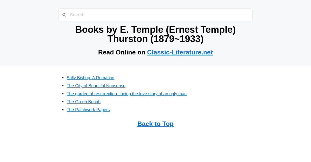 Books by E. Temple (Ernest Temple) Thurston (1879~1933) - Read Online on Classic-Literature.net