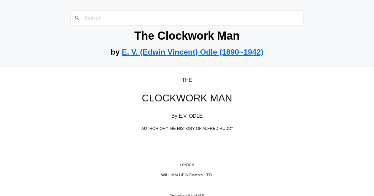 The Clockwork Man by E. V. (Edwin Vincent) Odle (1890~1942)