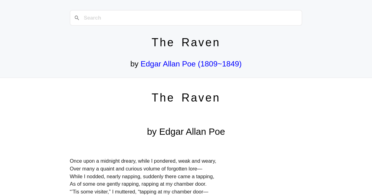 The Raven by Edgar Allan Poe (1809~1849)