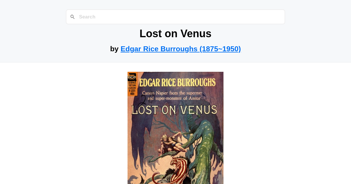 Lost on Venus by Edgar Rice Burroughs (1875~1950)