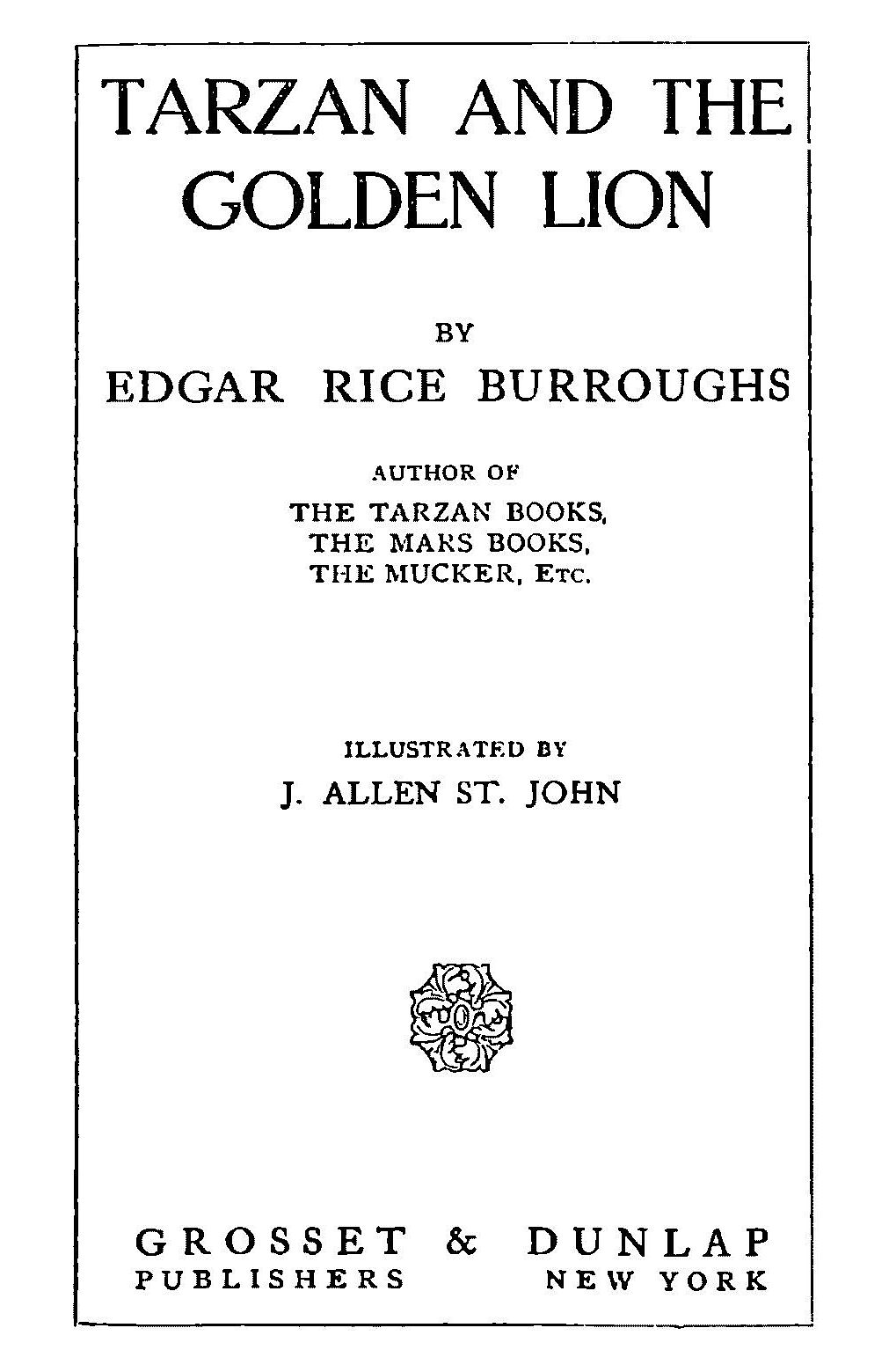 Tarzan and the Golden Lion by Edgar Rice Burroughs (1875-1950)