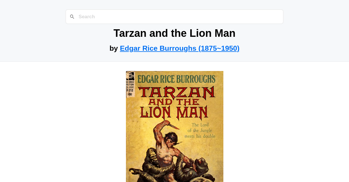 Tarzan and the Lion Man by Edgar Rice Burroughs (1875~1950)