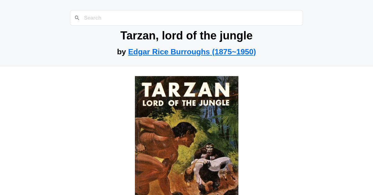 Tarzan, lord of the jungle by Edgar Rice Burroughs (1875~1950)