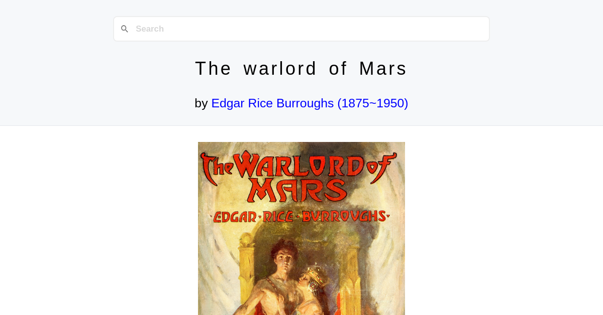 The warlord of Mars by Edgar Rice Burroughs (1875~1950)