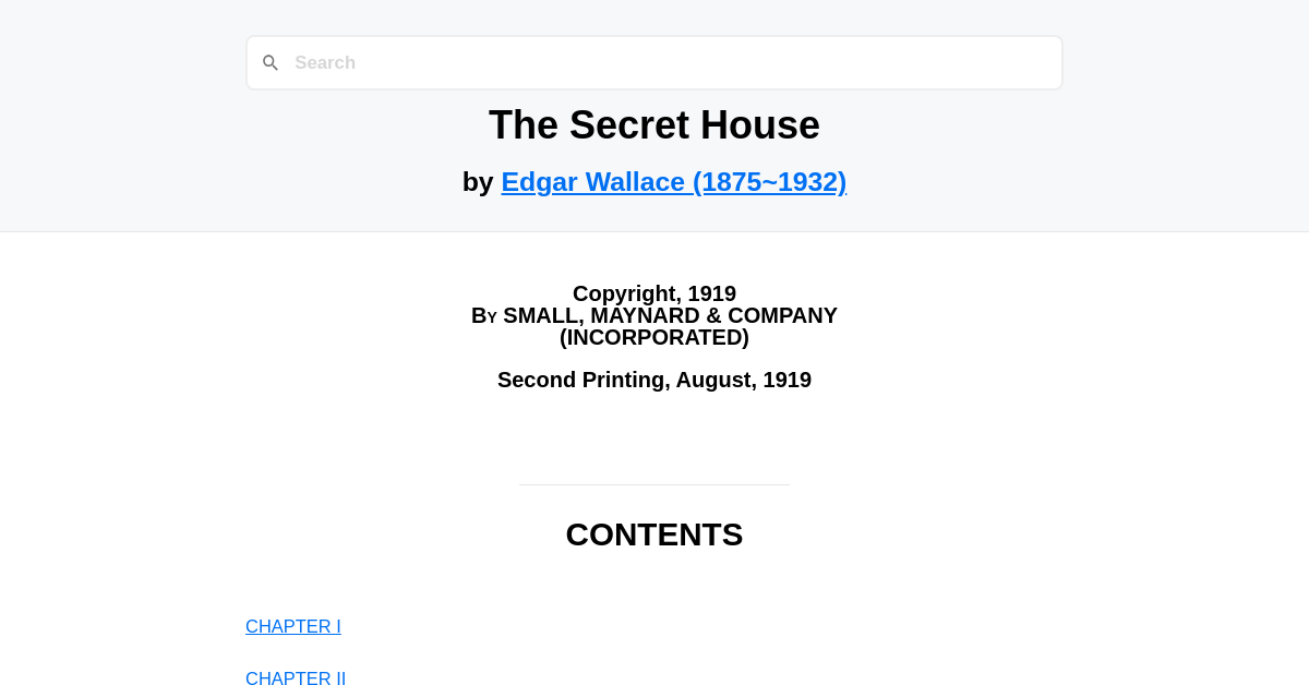 The Secret House by Edgar Wallace (1875~1932)