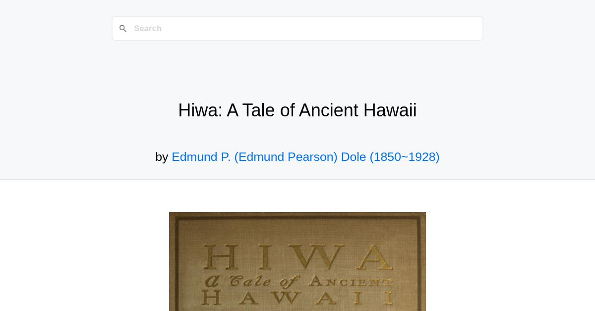 Hiwa: A Tale of Ancient Hawaii