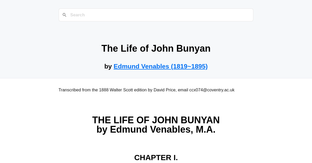 The Life of John Bunyan by Edmund Venables (1819~1895)