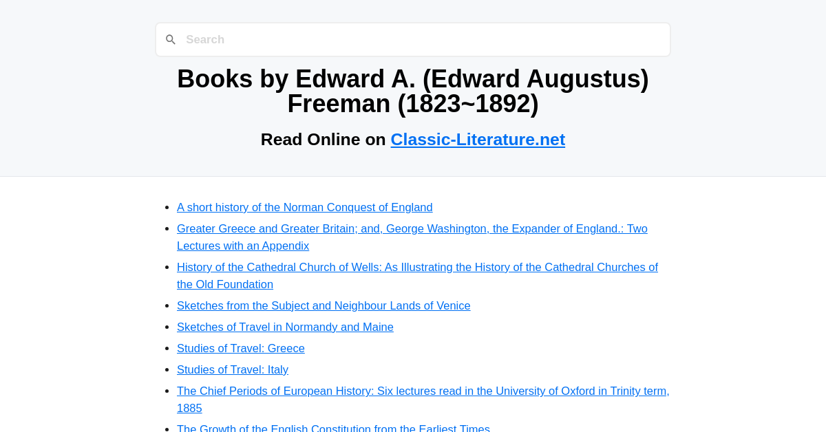 Books by Edward A. (Edward Augustus) Freeman (1823~1892) - Read Online ...