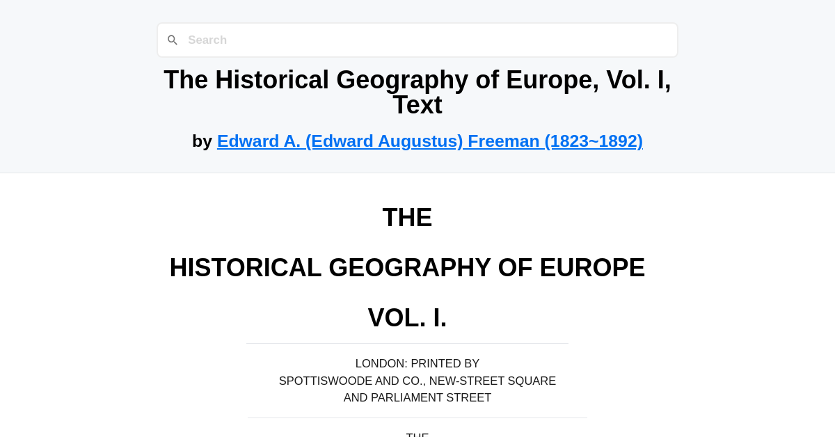 The Historical Geography of Europe, Vol. I, Text by Edward A. (Edward ...