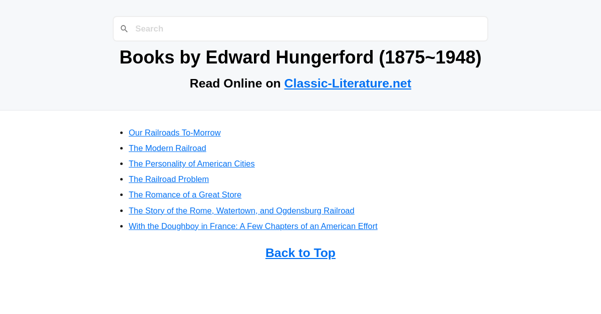 Books by Edward Hungerford (1875~1948) - Read Online on Classic ...