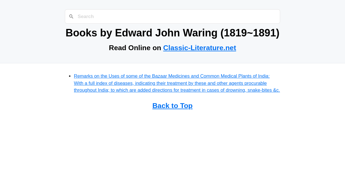 Books by Edward John Waring (1819~1891) - Read Online on Classic ...