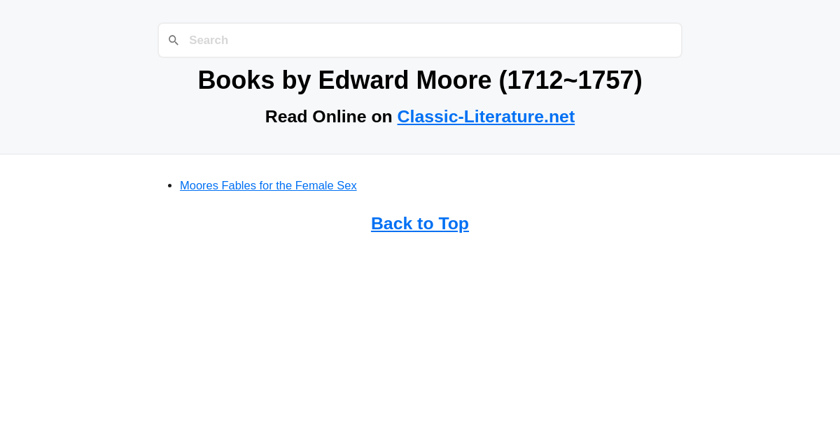 Books by Edward Moore (1712~1757) - Read Online on Classic-Literature.net