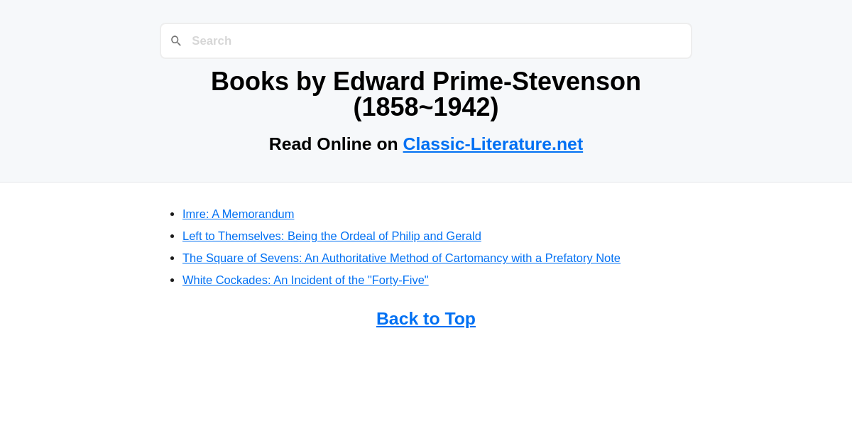 Books by Edward Prime-Stevenson (1858-1942) - Read Online on Classic-Literature.net