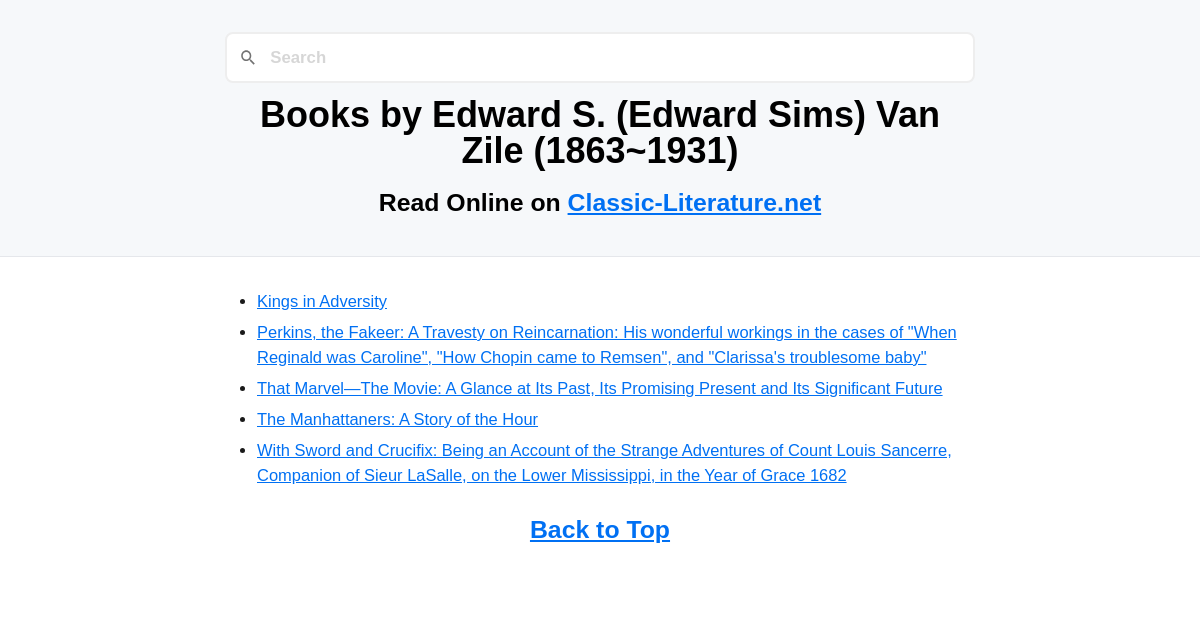 Books by Edward S. (Edward Sims) Van Zile (1863~1931) - Read Online on Classic-Literature.net