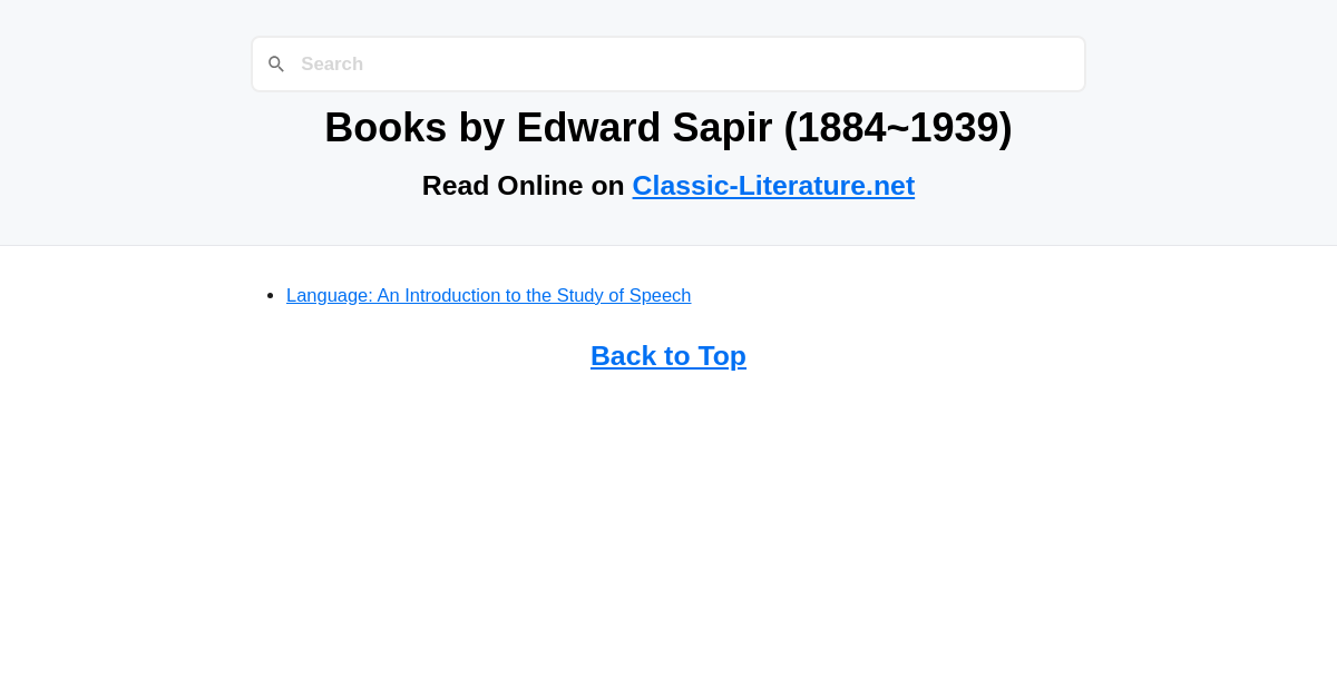 Books by Edward Sapir (1884~1939) - Read Online on Classic-Literature.net