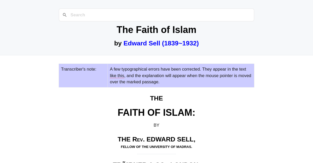 The Faith of Islam by Edward Sell (1839~1932)