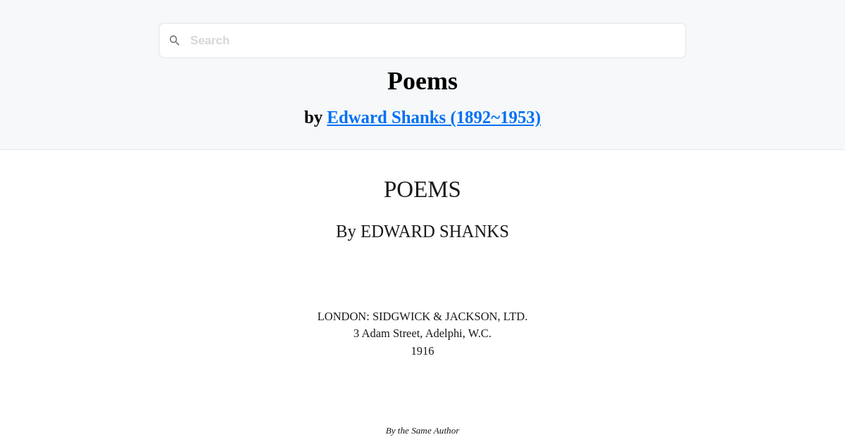 Poems by Edward Shanks (1892~1953)