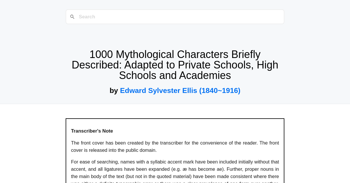 1000 Mythological Characters Briefly Described: Adapted to Private ...