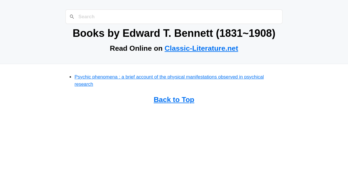 Books by Edward T. Bennett (1831-1908) - Read Online on Classic ...