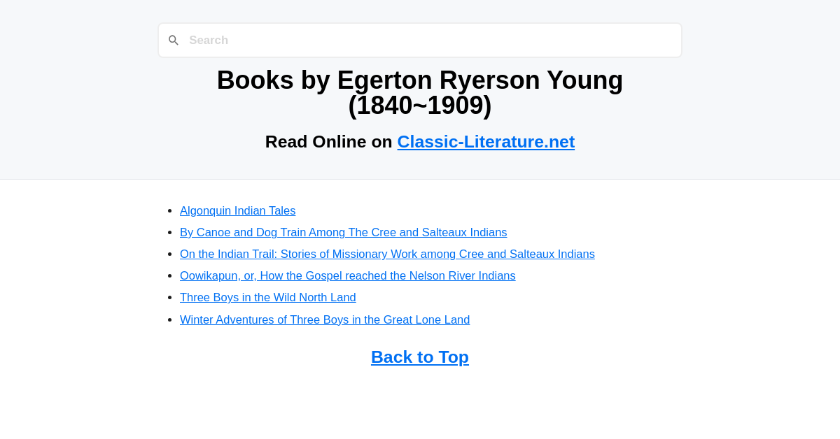 Books by Egerton Ryerson Young (1840~1909) - Read Online on Classic ...