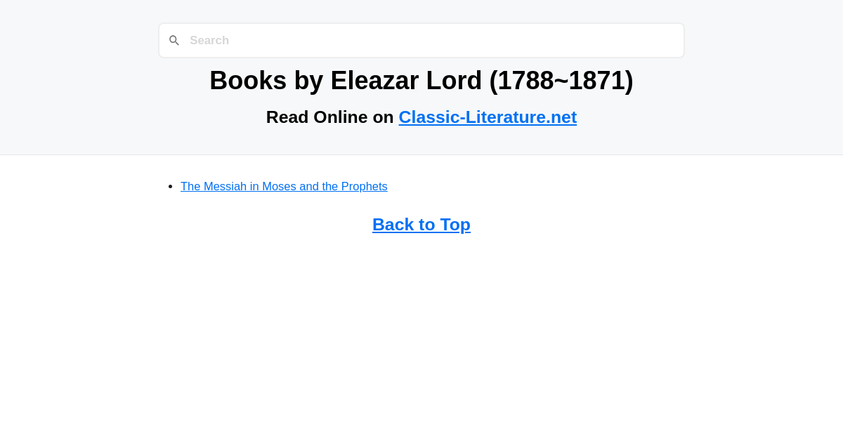 Books by Eleazar Lord (1788~1871) - Read Online on Classic-Literature.net