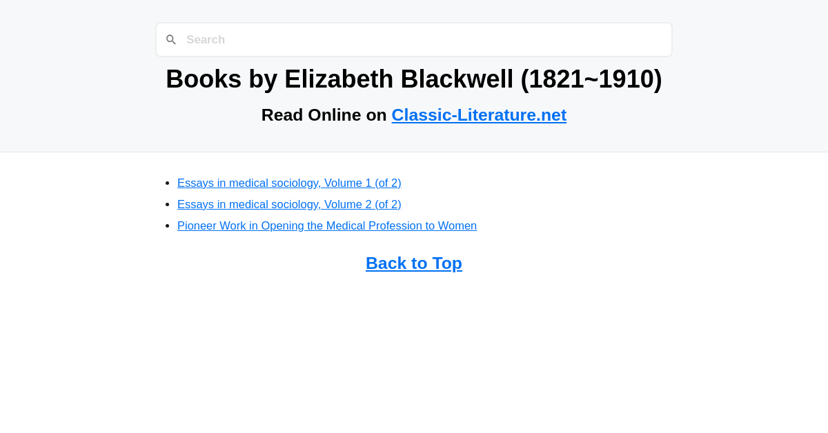 Books by Elizabeth Blackwell (1821~1910) - Read Online on Classic ...