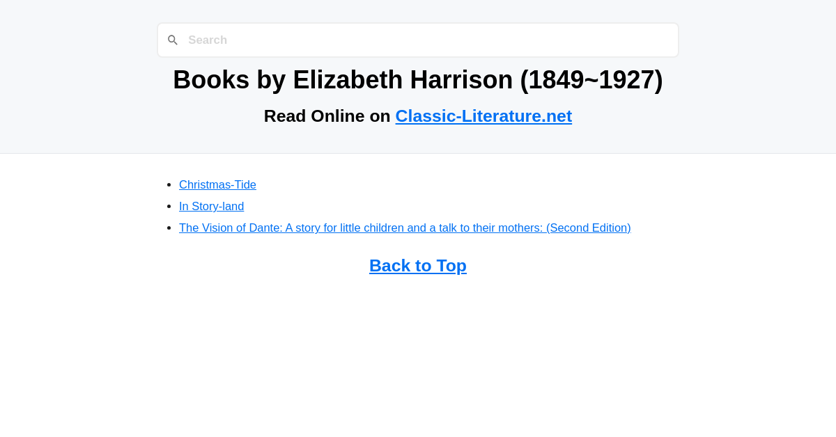 Books by Elizabeth Harrison (1849~1927) - Read Online on Classic ...