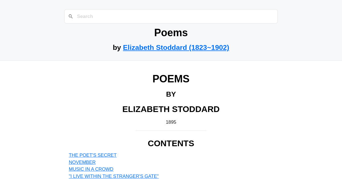 Poems by Elizabeth Stoddard (1823~1902)