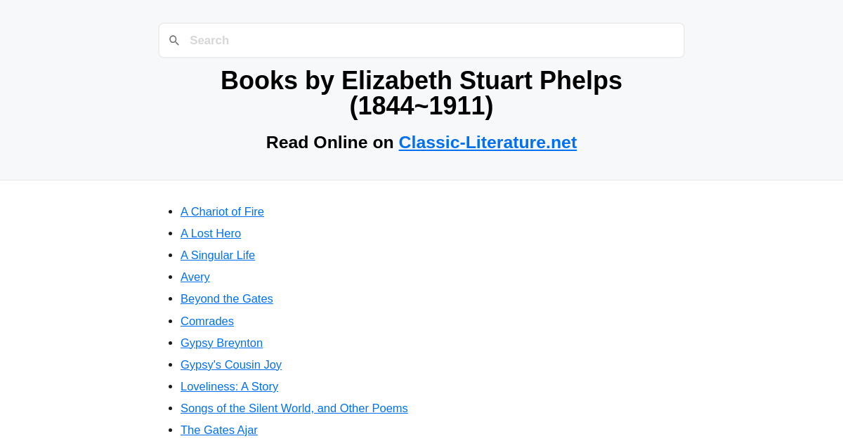 Books by Elizabeth Stuart Phelps (1844~1911) - Read Online on Classic ...