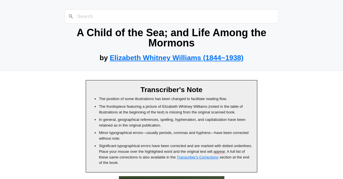 A Child of the Sea; and Life Among the Mormons by Elizabeth Whitney ...