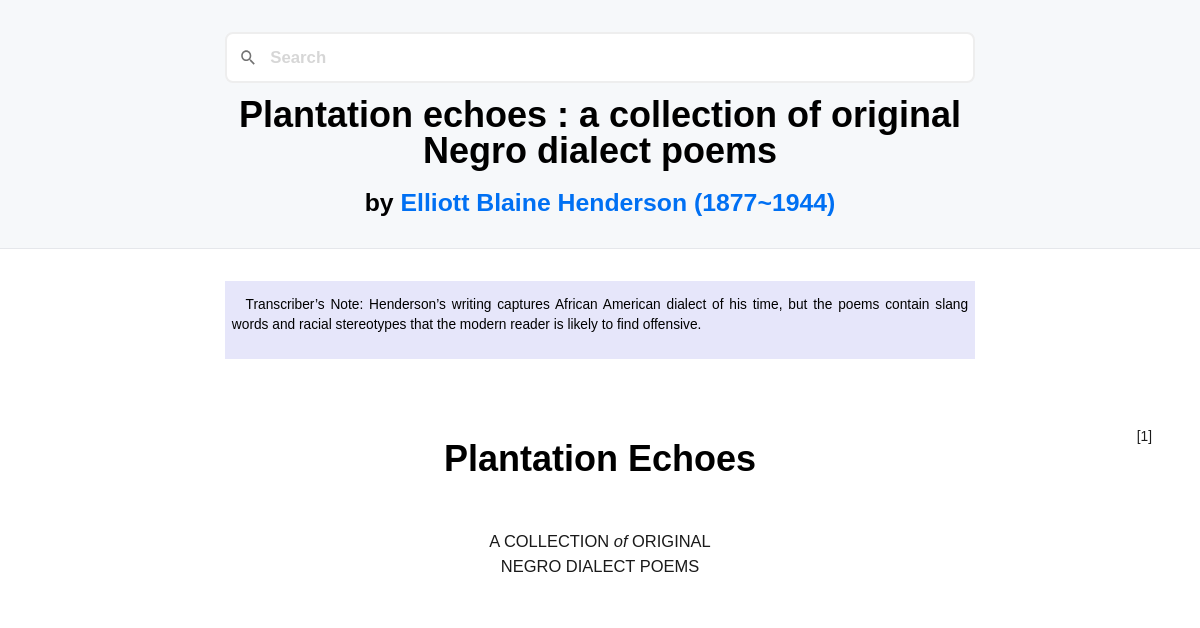 Plantation echoes : a collection of original Negro dialect poems by ...
