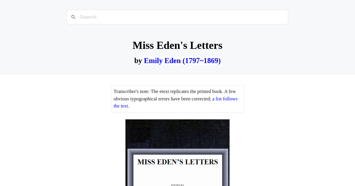 Miss Eden's Letters by Emily Eden (1797~1869)