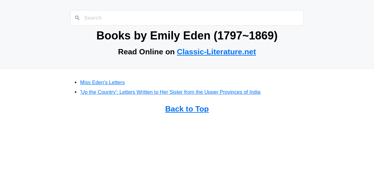 Books by Emily Eden (1797~1869) - Read Online on Classic-Literature.net