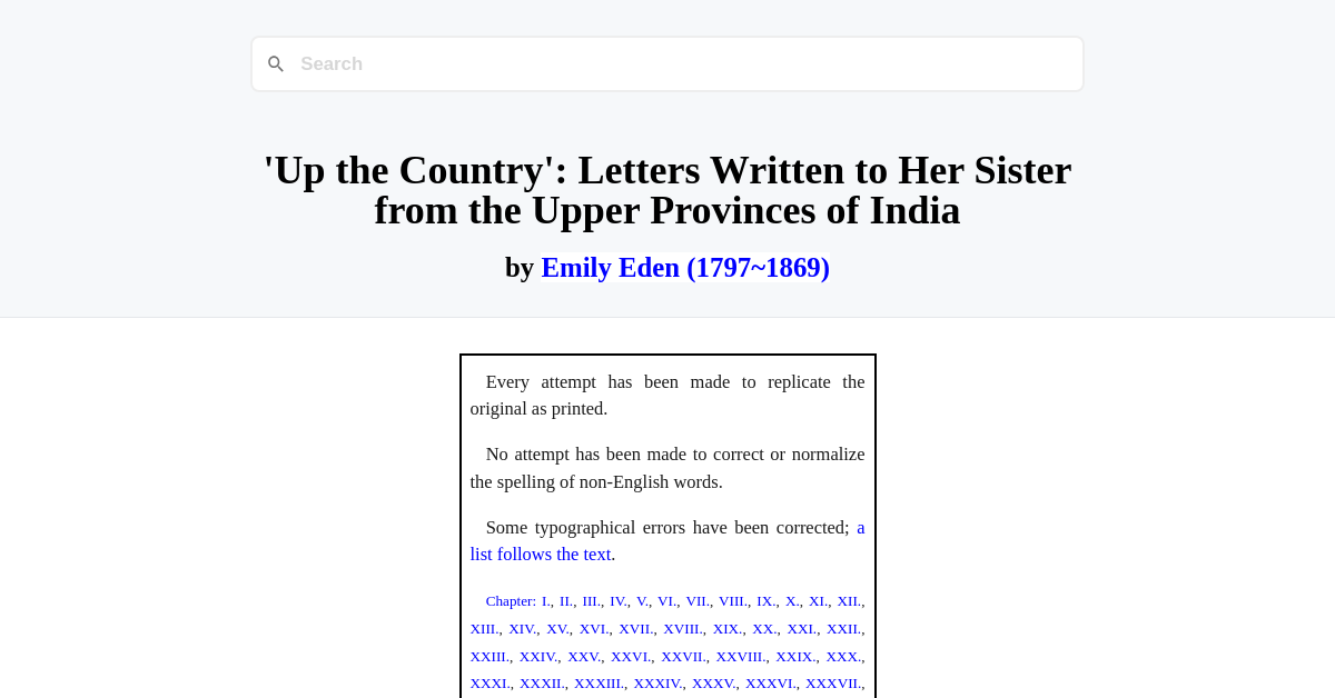 'Up the Country': Letters Written to Her Sister from the Upper Provinces of India by Emily Eden ...