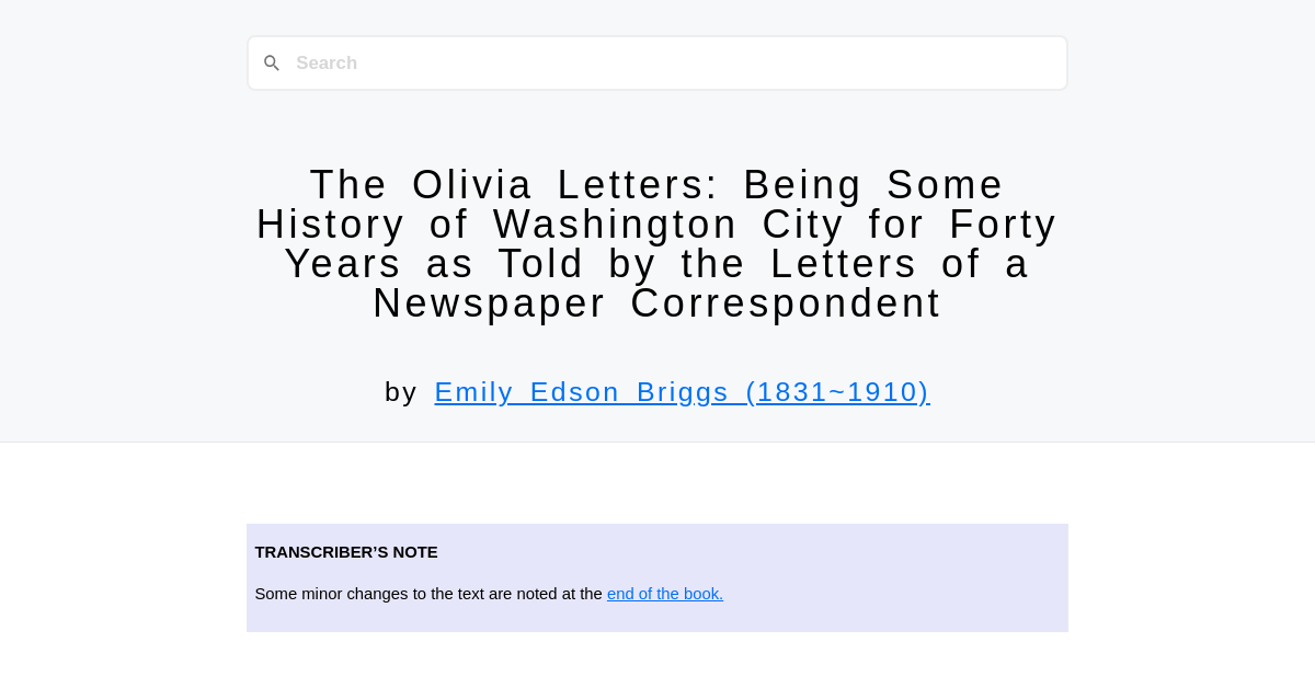 The Olivia Letters: Being Some History of Washington City for Forty ...
