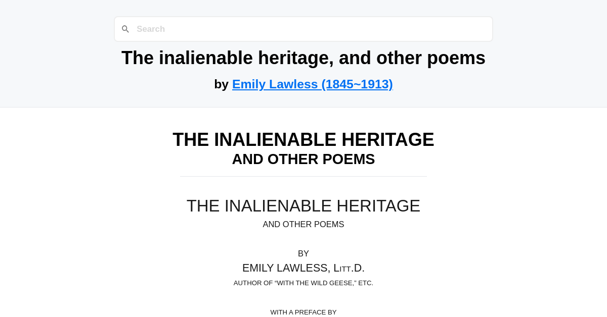 The inalienable heritage, and other poems by Emily Lawless (1845~1913)