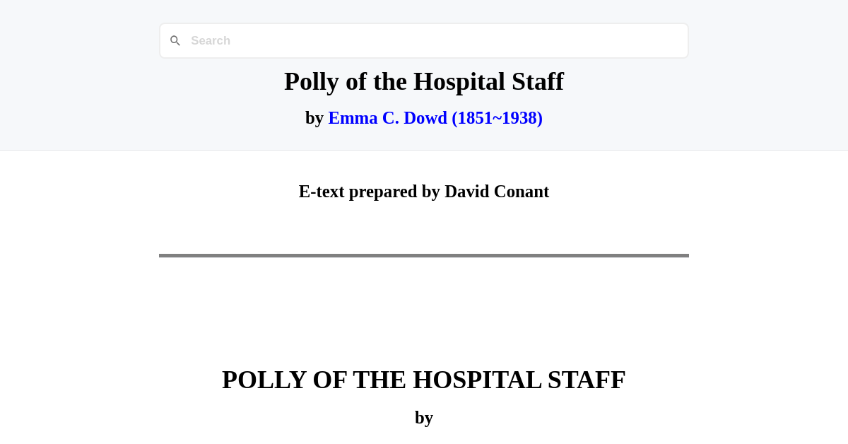 Polly of the Hospital Staff by Emma C. Dowd (1851~1938)