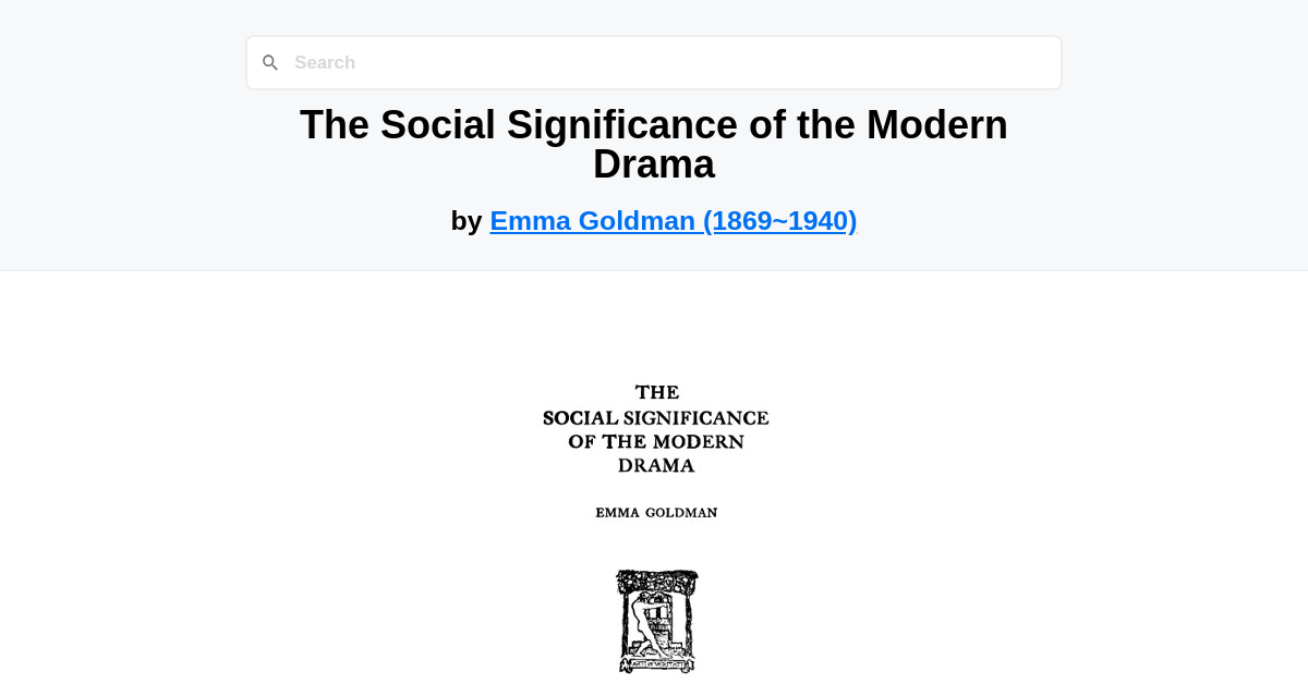 The Social Significance of the Modern Drama