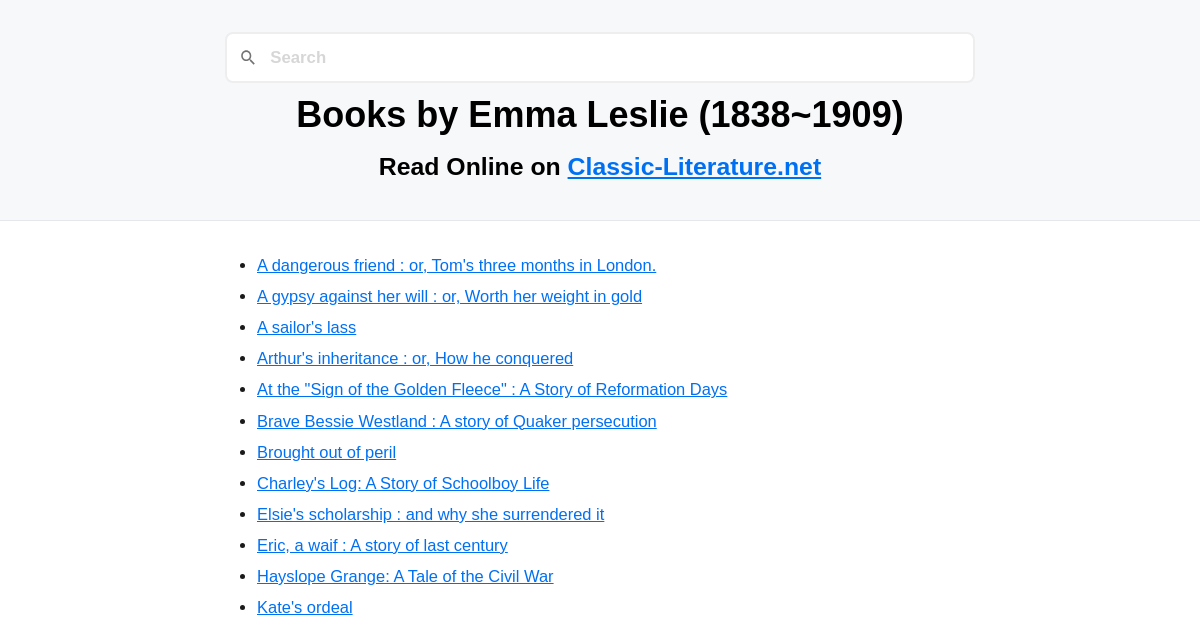Books by Emma Leslie (1838~1909) - Read Online on Classic-Literature.net