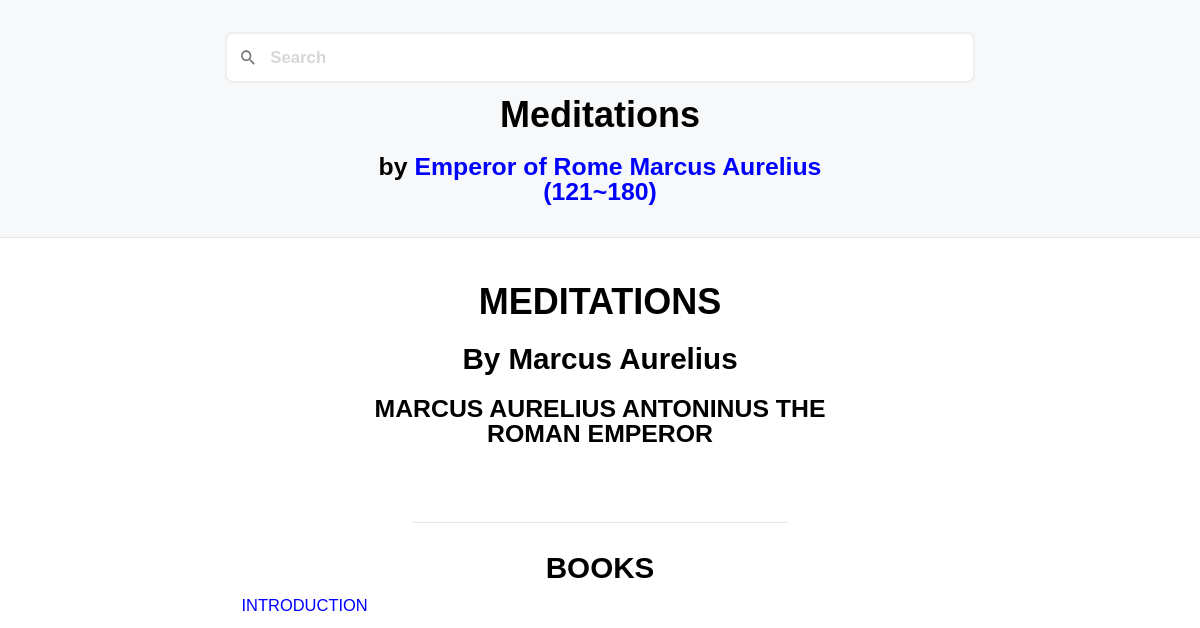 Meditations by Emperor of Rome Marcus Aurelius (121~180)