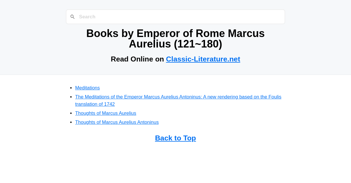 Books by Emperor of Rome Marcus Aurelius (121~180) - Read Online on ...