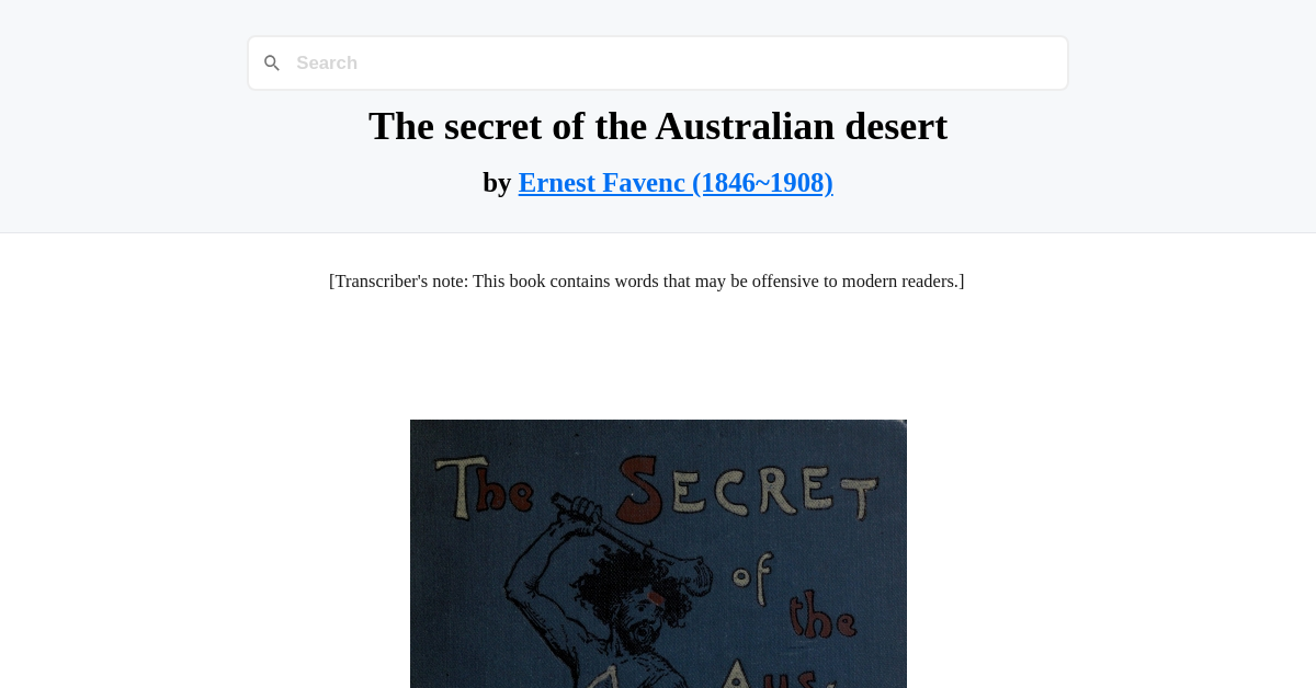 The secret of the Australian desert by Ernest Favenc (1846~1908)