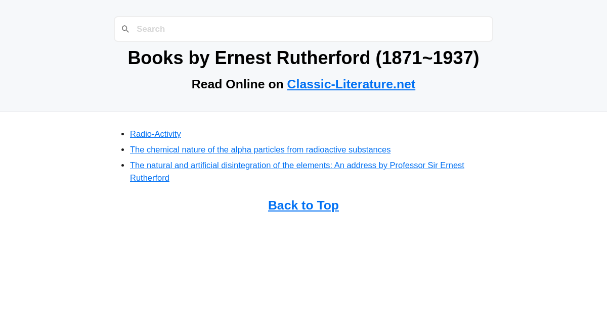 Books by Ernest Rutherford (1871-1937) - Read Online on Classic ...