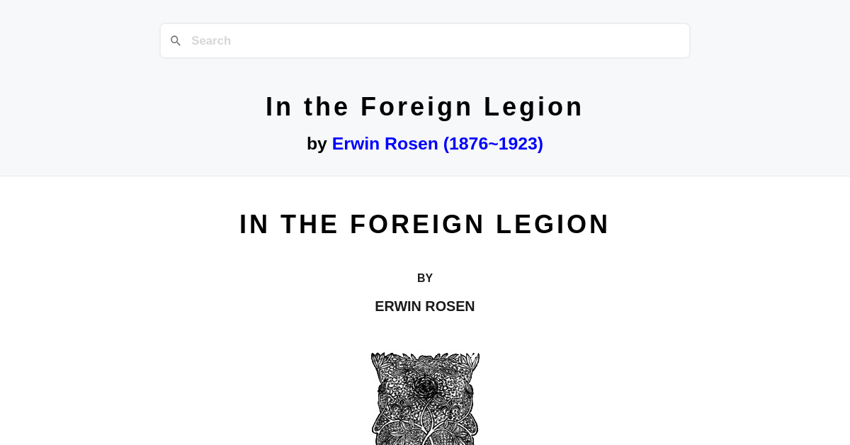 In the Foreign Legion by Erwin Rosen (1876~1923)