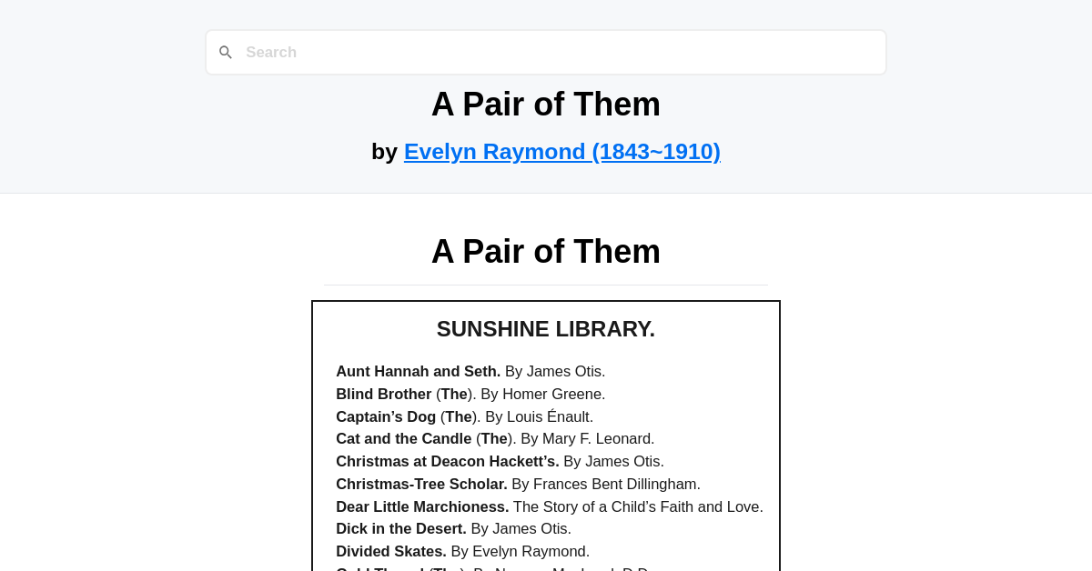 A Pair of Them by Evelyn Raymond (1843~1910)