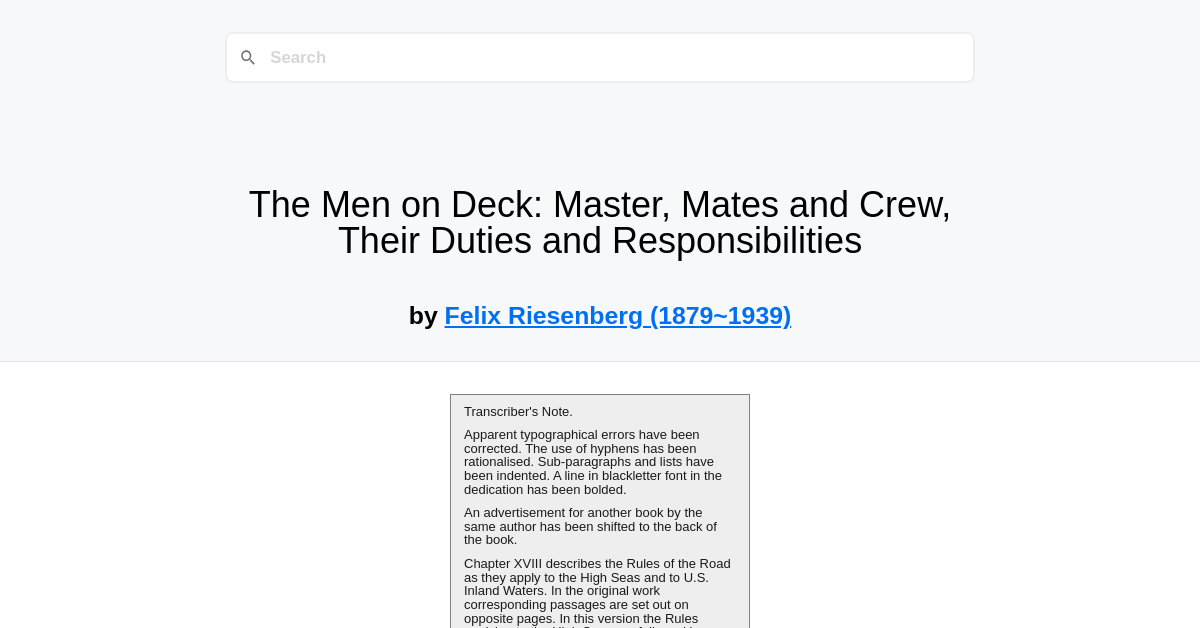 The Men on Deck: Master, Mates and Crew, Their Duties and ...